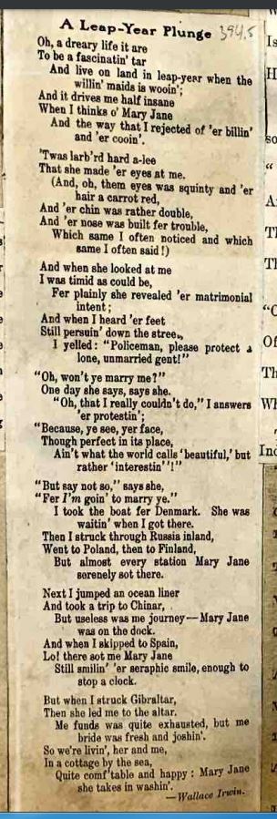 A Leap-Year Plunge. - Timeless Poem
